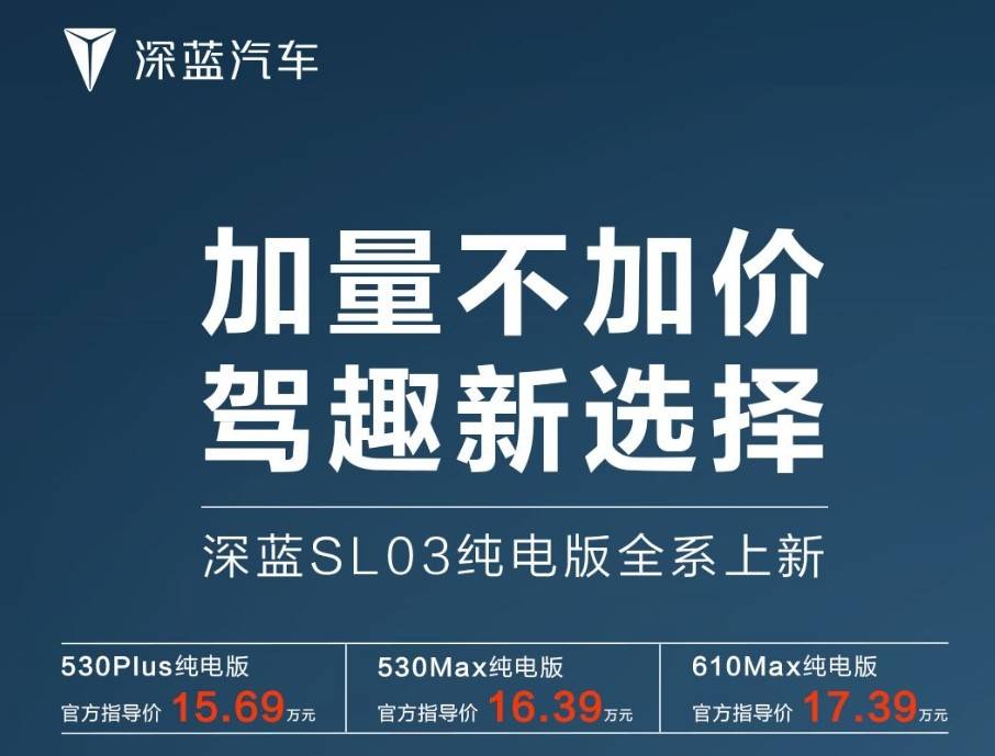 售价15.69万起，2024款深蓝SL03纯电版上市，提供两种续航可选_搜狐汽车_搜狐网
