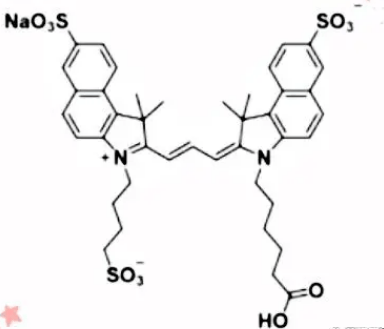 三磺酸-CY3.5-羧酸，trisulfo-Cy3.5-COOH，结合了CY3.5荧光染料和三磺酸基团_acid_生物_分子式