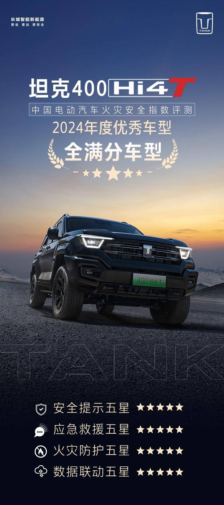坦克400 Hi4-T荣获中国电动汽车火灾安全指数五星认证，强越野场景锻炼出的电池真猛！_搜狐汽车_搜狐网