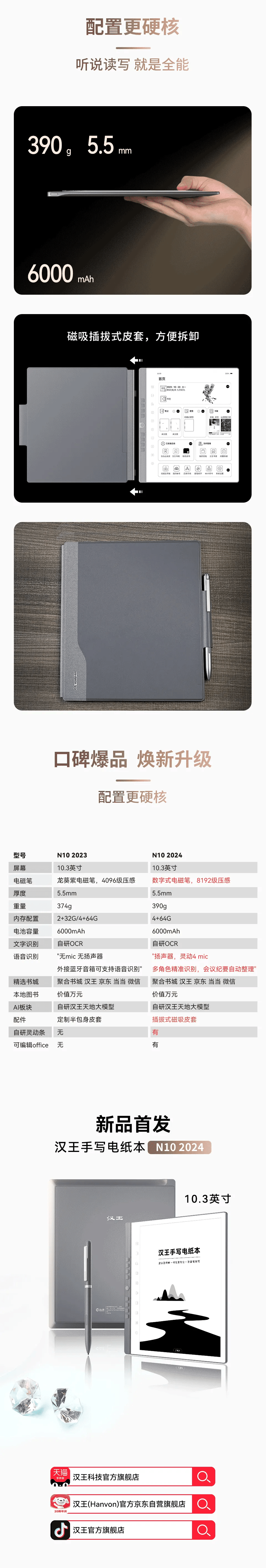 汉王发布 N10 2024 和 N10 Mini 2024 电纸本，配 8192 级手写笔_售价_屏幕_版本