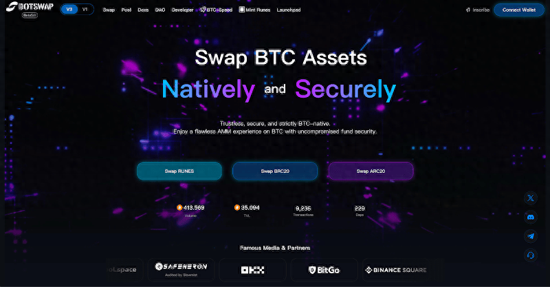 拥抱符文，站在 BTC DeFi 浪尖的 DotSwap_交易_流动性_Runes