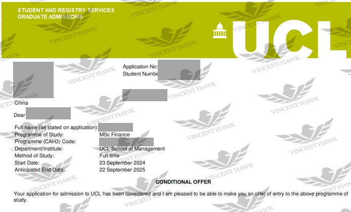 2024 VH Offer | G5录取+1！UCL硬核专业——金融硕士Offer到！_留学_工作_相关