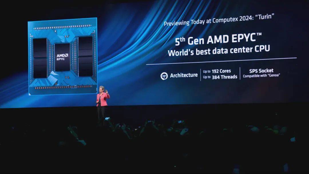 AMD发布3nm EPYC Turin处理器：192核心384线程，AI性能超越Intel Xeon达5.4倍_Zen_芯片_高达