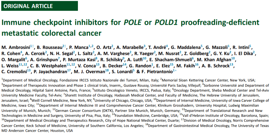POLE/POLD1 突变会成为下一个「dMMR/MSI-H」吗？_pd_患者_研究