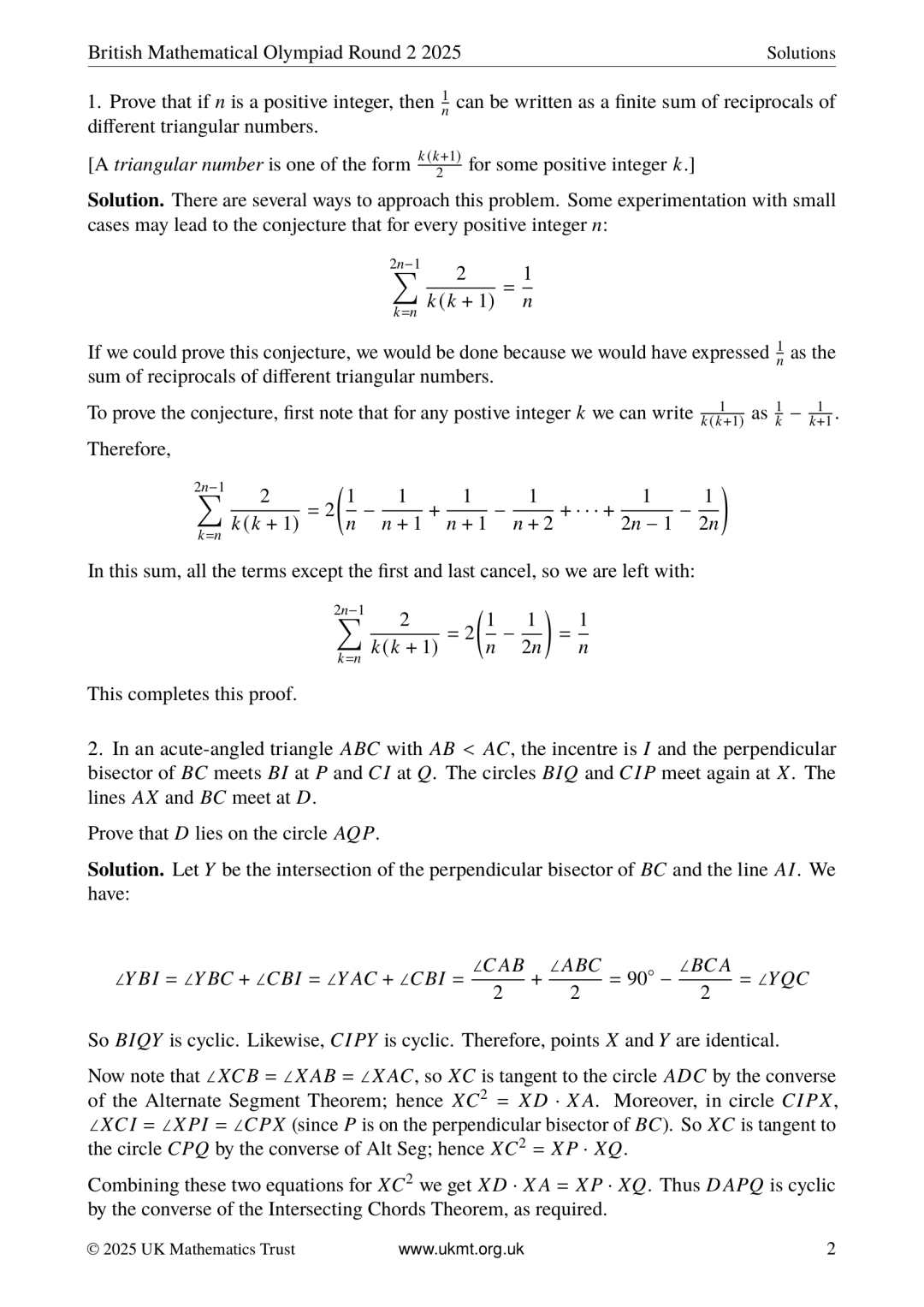 2025年英国奥数竞赛BMO2真题及答案出炉_数学_ukmt_年级