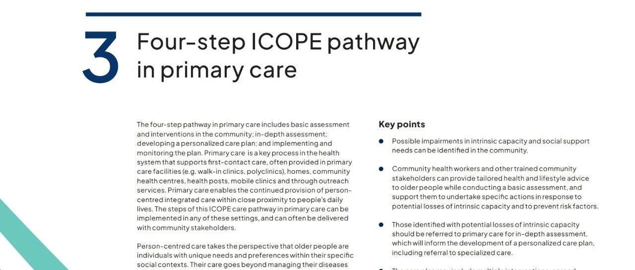 WHO老年整合照护ICOPE第二版第三章《初级保健中的四步ICOPE路径》_评估_进行_问题