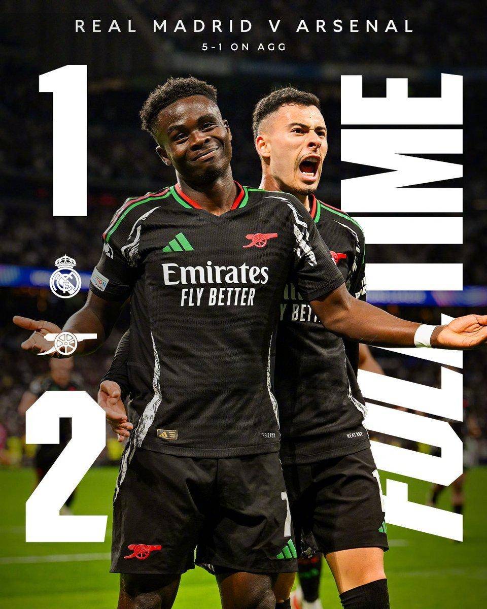 热闻|1-2被绝杀，伯纳乌奇迹未上演！阿森纳5-1双杀皇家马德里重返欧冠4强_比利亚雷亚尔_曼联