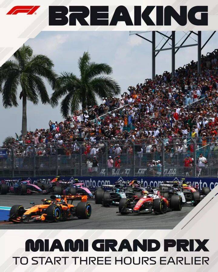 官方：F1迈阿密站正赛提前3小时进行！_发车_勒克莱尔_时间